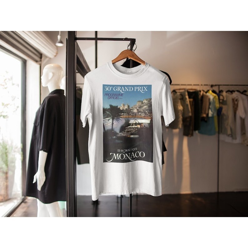 Kemeja-T Monaco Grand Prix Hoodie Lumba Kereta Poster Vintage Baju Baju ...