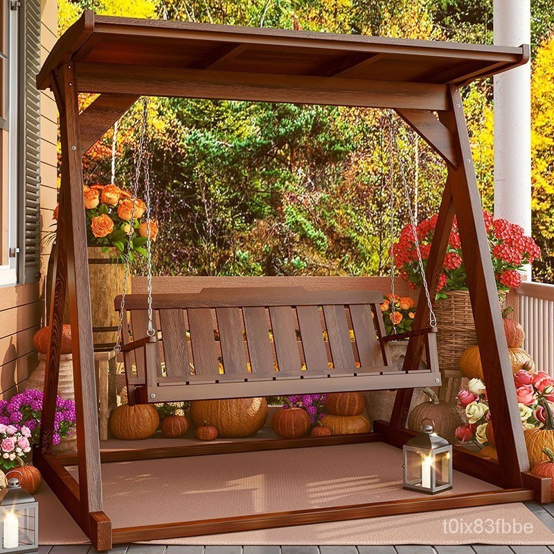 HY-6/Lang Xiao Swing Outdoor Solid Wood Double Rocking Chair Outdoor ...