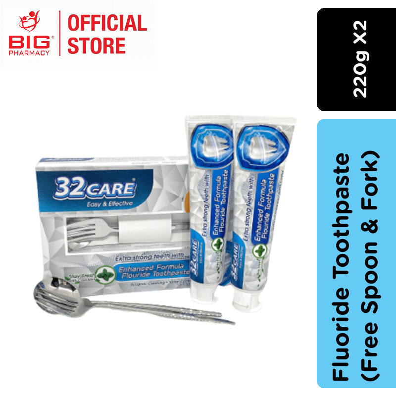 32care Fluoride Toothpaste 220g x 2 (Free Spoon & Fork) | Shopee Malaysia