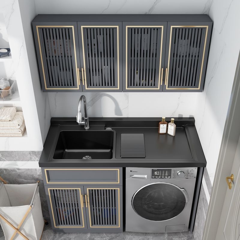 ST#🌳Alumimum Pool Sink Integrated Balcony Washing Machine Cabinet with ...