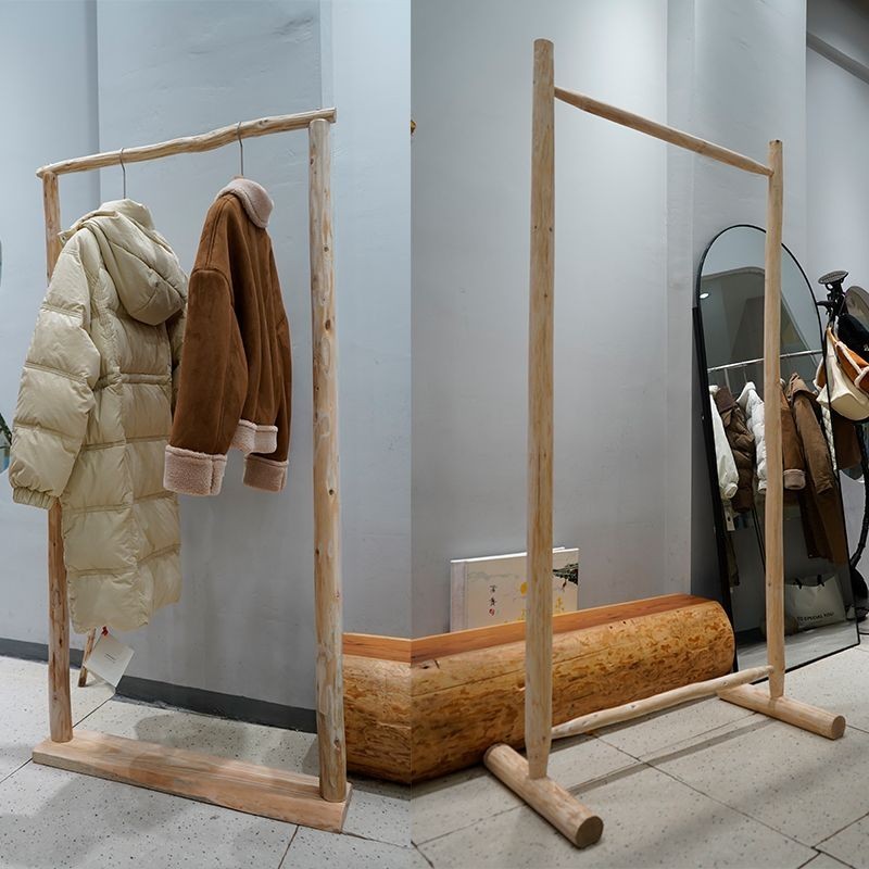 JY-H/Log Style Clothes Rack Minimalist Style Display Rack Solid Wood ...