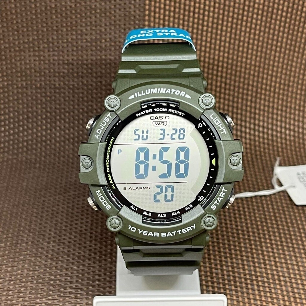 Casio AE-1500WHX-3A Green Extra Long Band Digital Quartz Men's Sport Watch | Shopee Malaysia