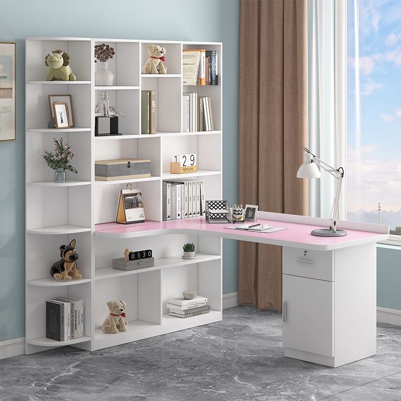 J-H/ Solid Wood Desk Bookshelf Integrated Simple Student Household ...