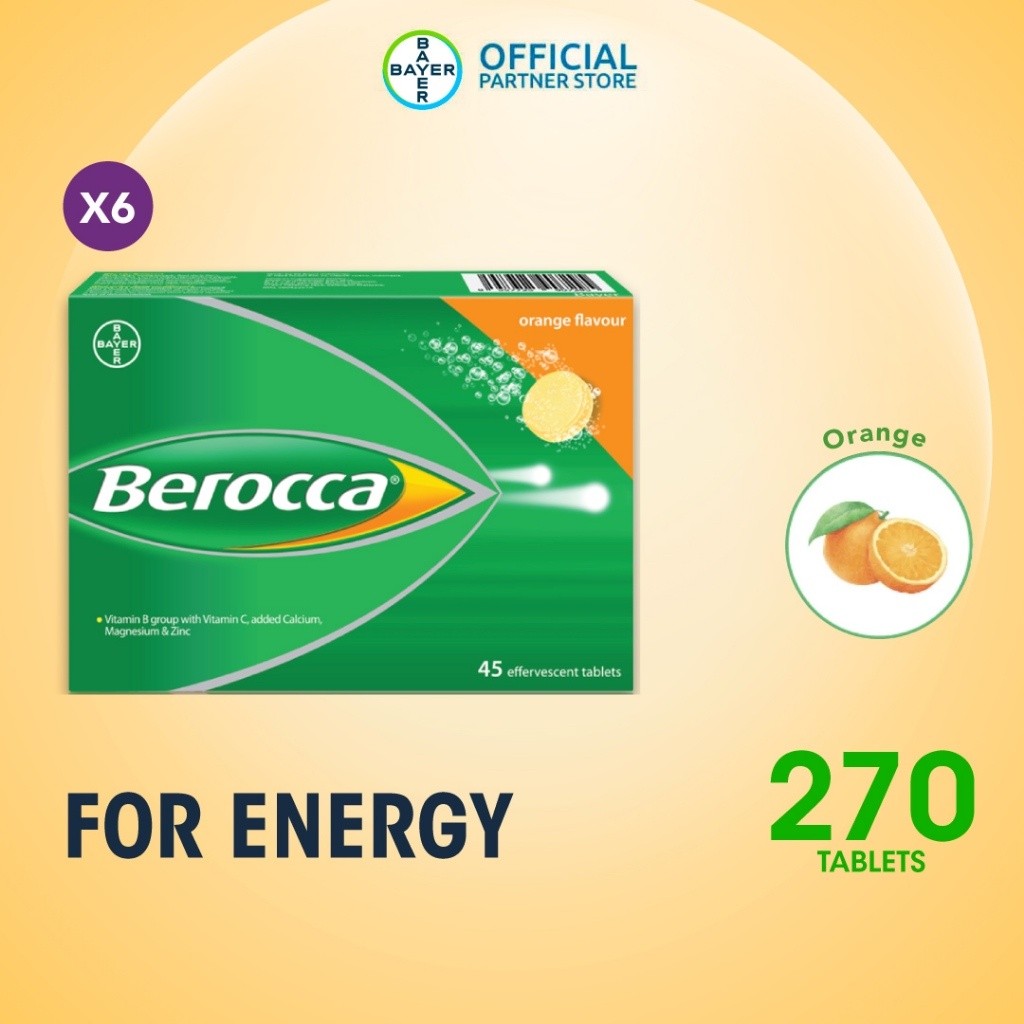 Berocca Effervescent Tablet - Orange (45's x 6 Packs) Expiry Feb 2025 ...