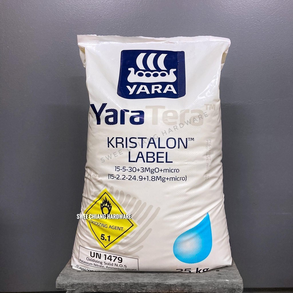 YaraTera KRISTALON WHITE 15-5-30+3MgO 25kg Water Soluble NPK Baja AB Fertilizer肥料Yara Tera ...