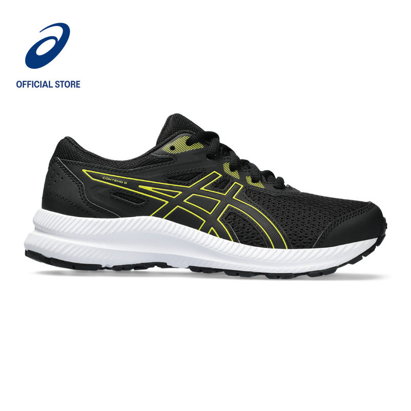 ASICS Contend 8 GS Kids Running Shoes In Black/Bright Yellow | Shopee ...