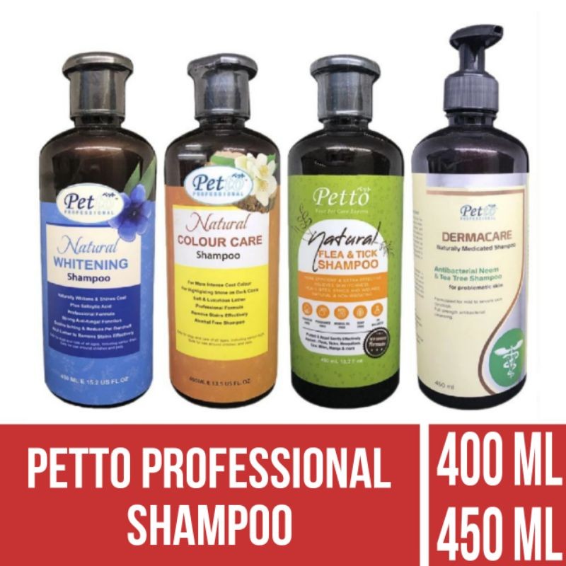 Petto Natural Pet Shampoo Cat & Dog /medicated/flea & ticks/colour care ...