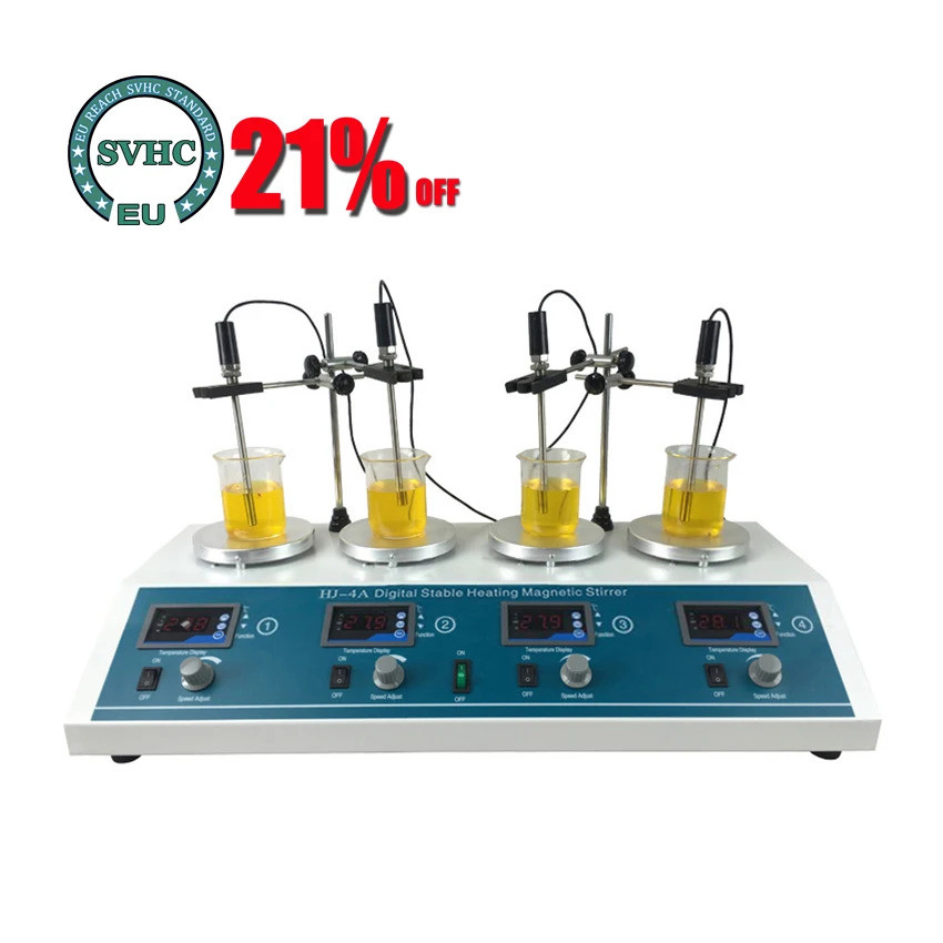 4-head Magnetic Heating Stirrer Lab Heating Mixer Digital Display ...