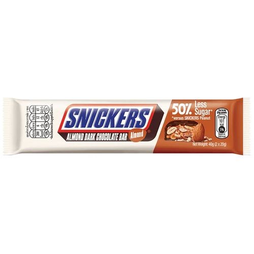 SNICKERS ALMOND DARK CHOCOLATE BAR LESS SUGAR 40G | Shopee Malaysia