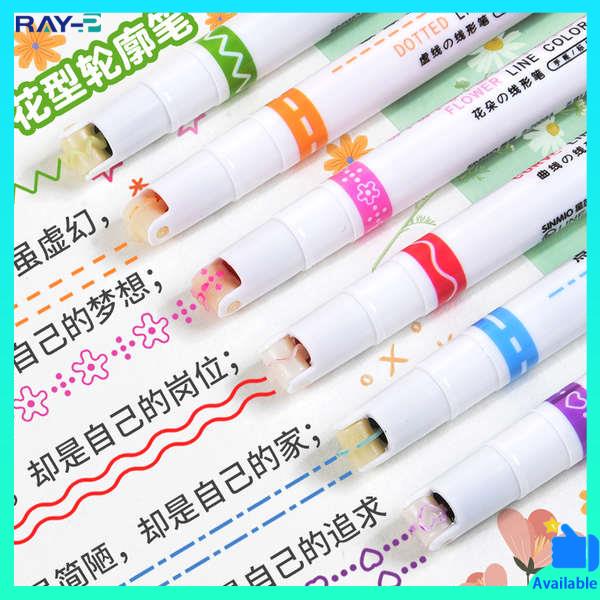 pen highlighter highlighter Pena kontur lengkung corak, pen pendarfluor ...