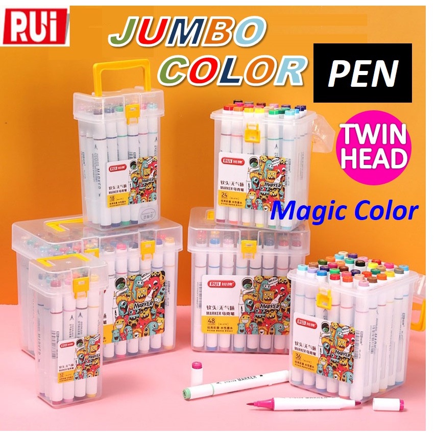 RUI Marker Pen Jumbo Color Pen Art Markers Brush Pen Twin Head Paint ...