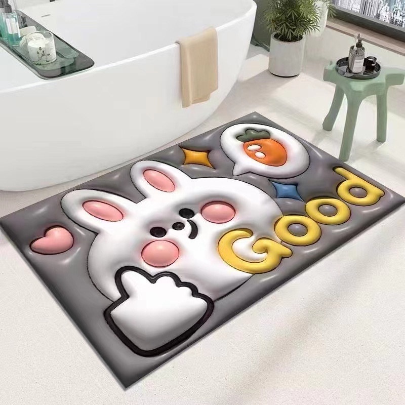3D Anti-Slip Fast Dry Floor Mat Absorbent Diatom Mud Mat Cartoon Carpet ...