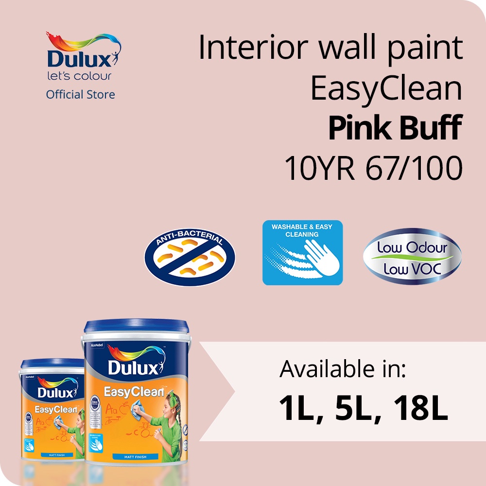 Dulux EasyClean Anti Bacteria Interior Wall Paint - Pink Buff 10YR 67/ ...