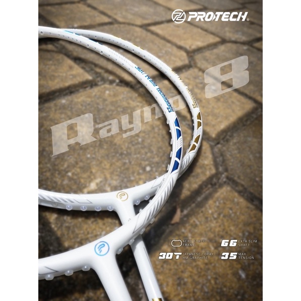Protech Rayno 8 Badminton Rackets (White Gold / White Blue) | Shopee ...