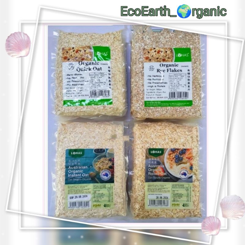 LOHAS ORGANIC INSTANT QUICK OAT/Rye OAT/Rolled Oat 有机快熟燕麦片 500G | Shopee Malaysia