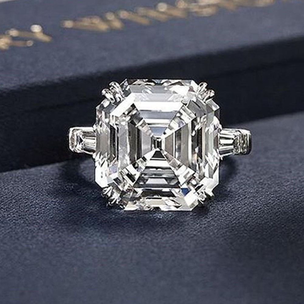 European American Luxury Square High Imitation Diamond Ring 10 * 10mm ...