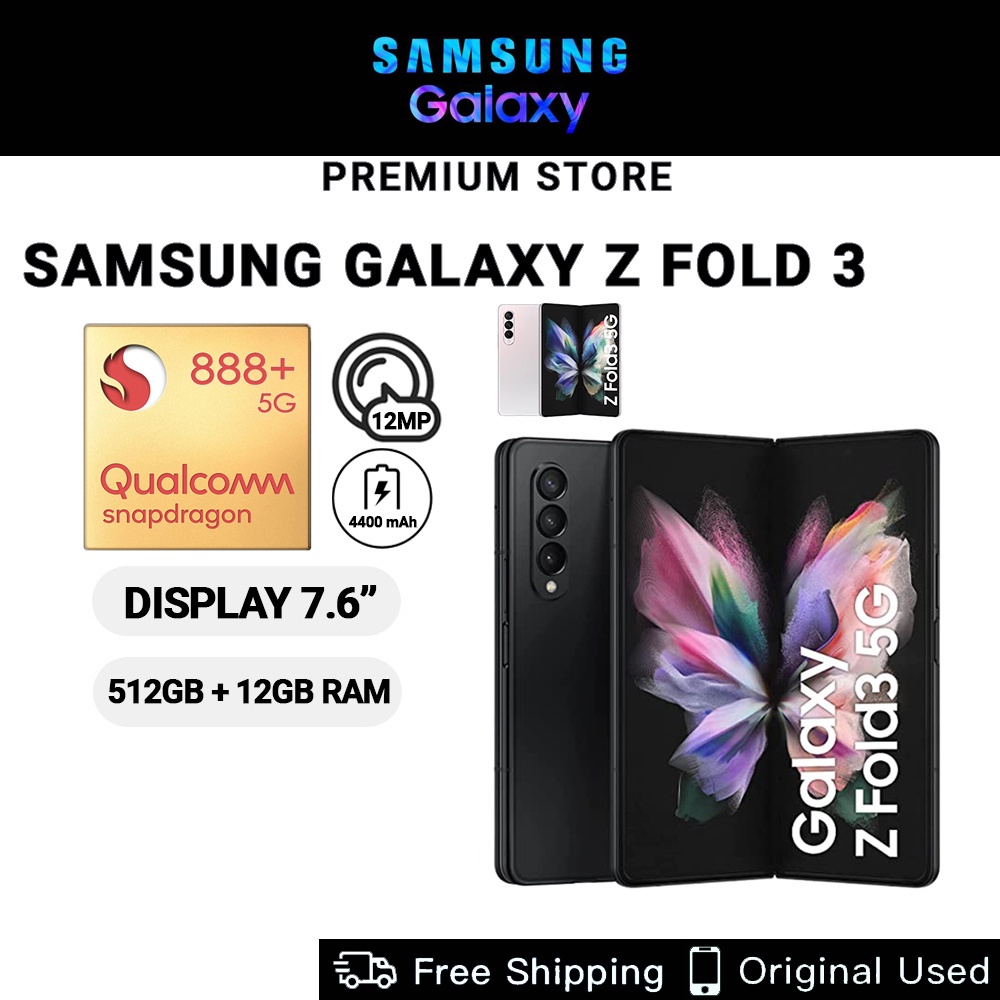Original Used Samsung Galaxy Z Fold 3 12GB + 256GB 7.6 inch Android ...