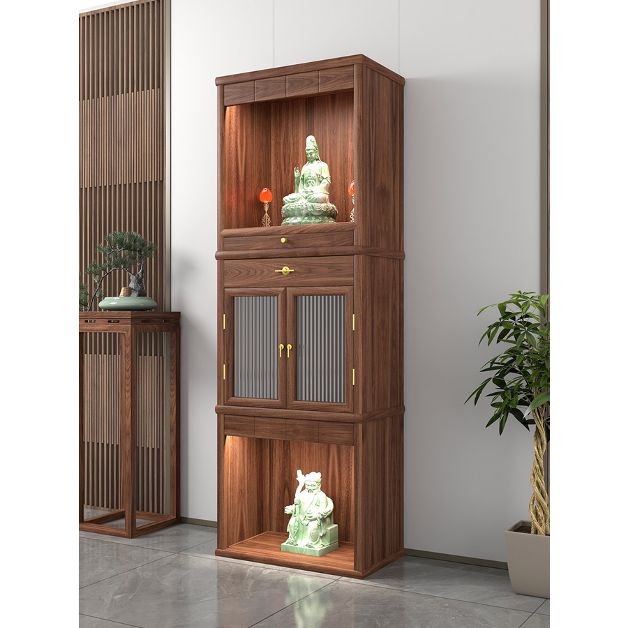 HY@ Three-Layer Altar Cabinet New Chinese Style Buddha Niche Glass with ...