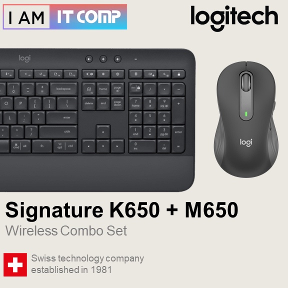 Logitech Signature K650 + M650 Wireless Combo Set with Palm Rest with ...