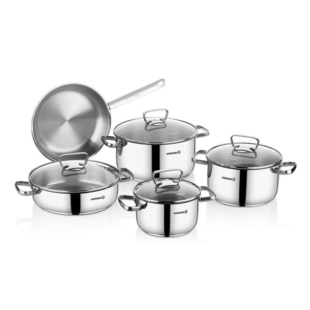 Korkmaz Lara 9-Piece Stainless Steel Cookware Set - Induction ...