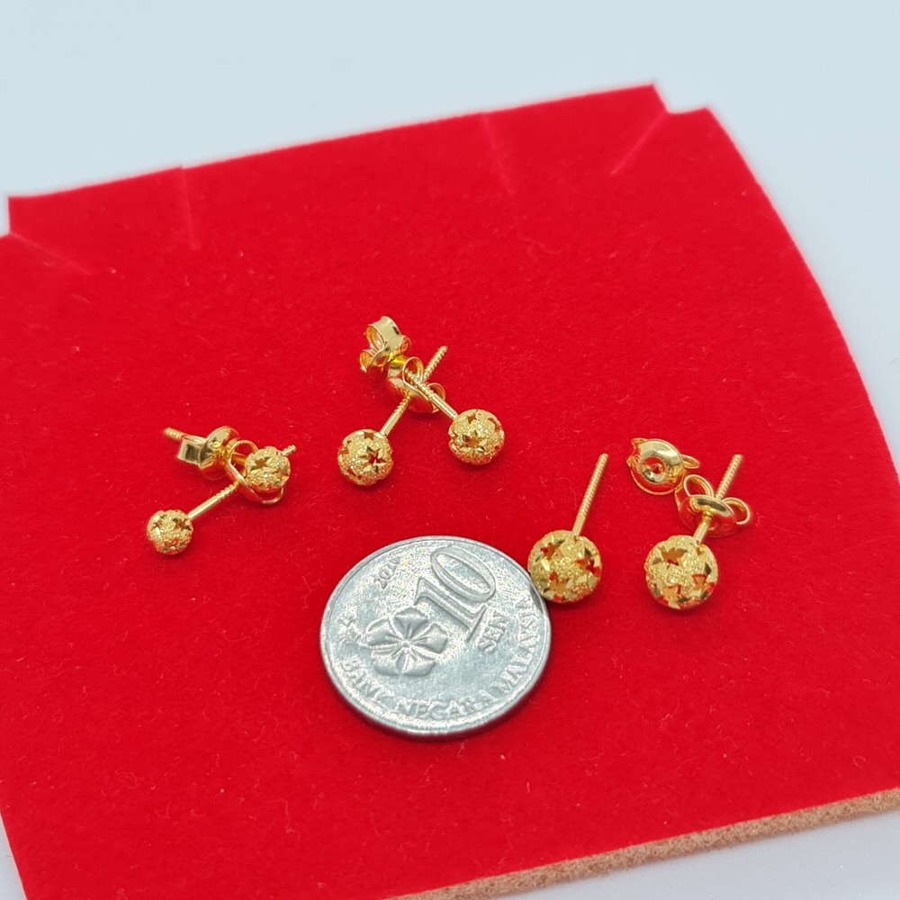 Emas916, Subang 1cm+ Paku Skru Bulat Mn Star Pd Dgrp 1869 P339 0.0cm ...
