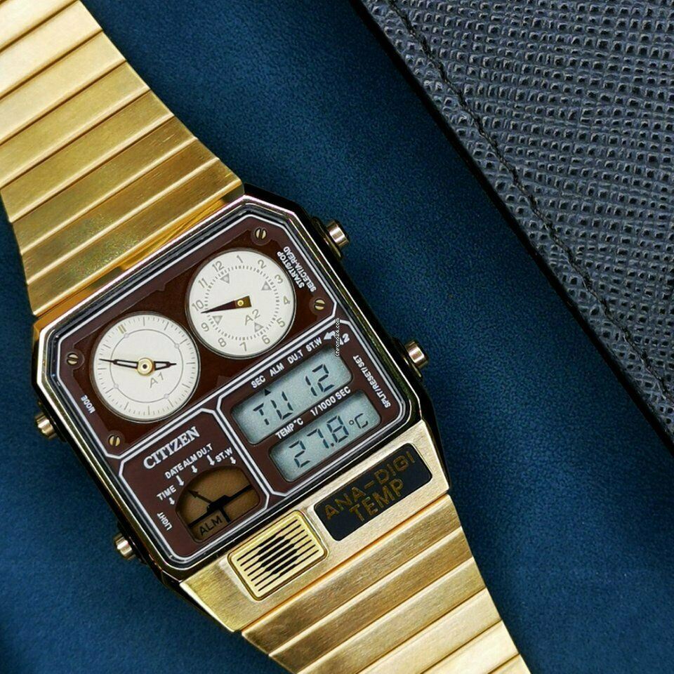 Citizen JG2103-72X ANA-DIGI Temperature Reproduction Model Dual Time Gold Watch | Shopee Malaysia