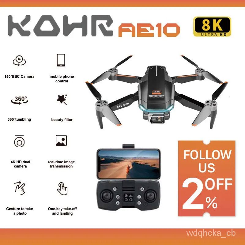 KOHR NEW AE10 MINI RC Drone 4K HD Dual Camera With Light Flow Dron GPS ...