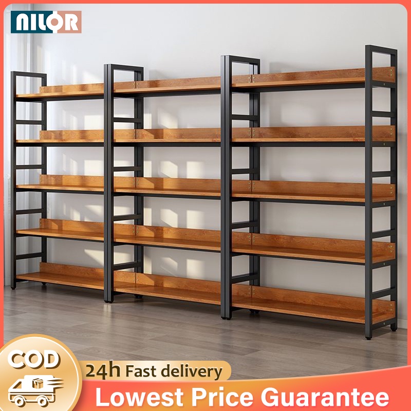 4/5/6 Tier Steel Shelves Book Shelf Display Rack Wood Office Metal ...