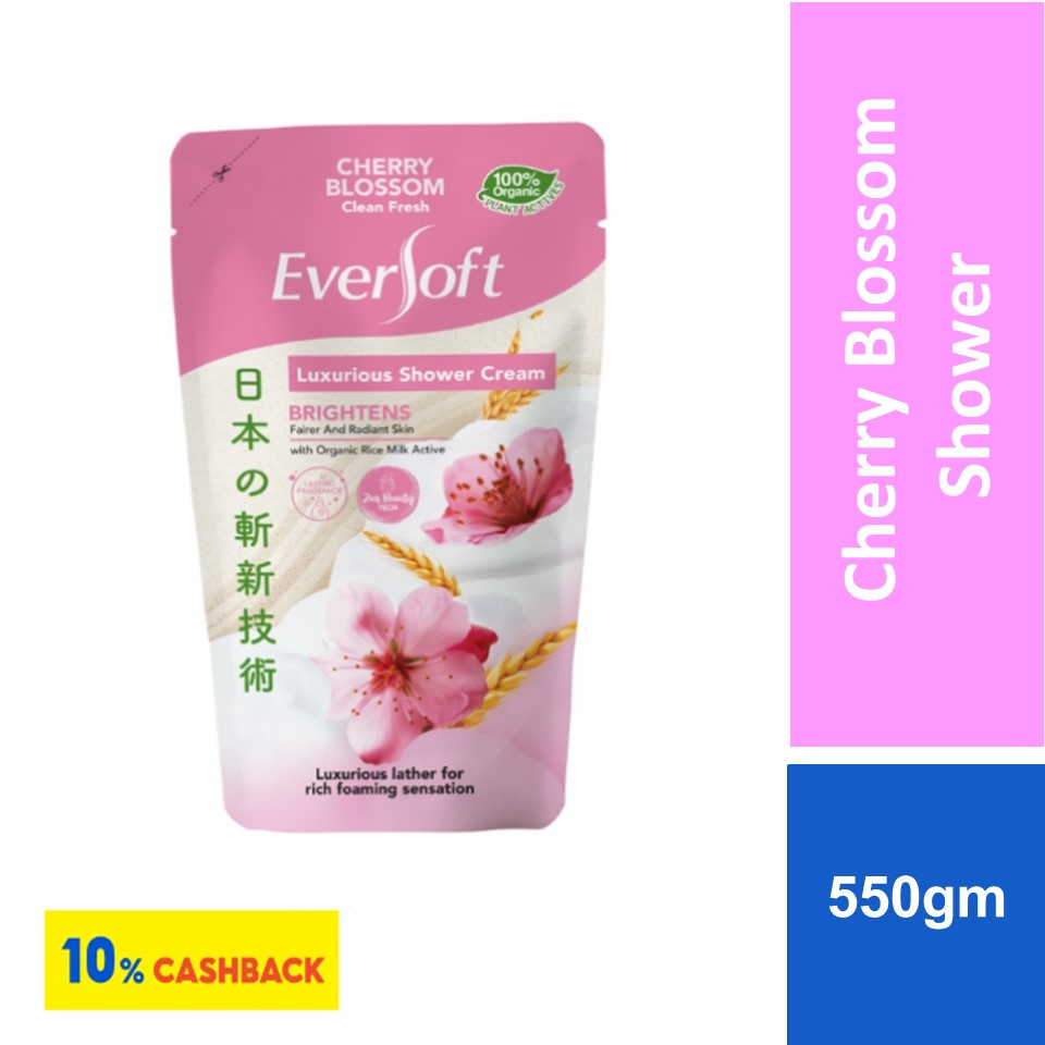 EVERSOFT Cherry Blossom Shower 550G | Sakura for Fair & Radiant Skin ...