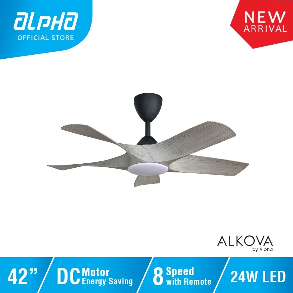 ALPHA Alkova AXIS LED DC Motor Ceiling Fan with 5 Blades 8 Speed Remote ...