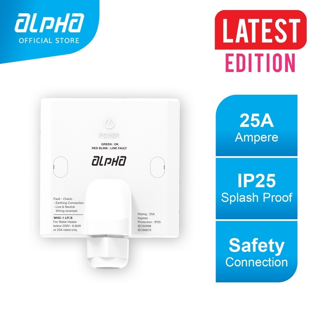 ALPHA Instant Shower Heater Accessories WHC-1 LFI B Splash Proof Water ...