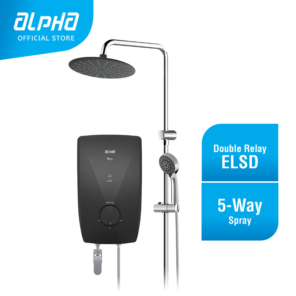 ALPHA V10 E Plus Rain Shower Instant Water Heater Non Pump | Shopee ...
