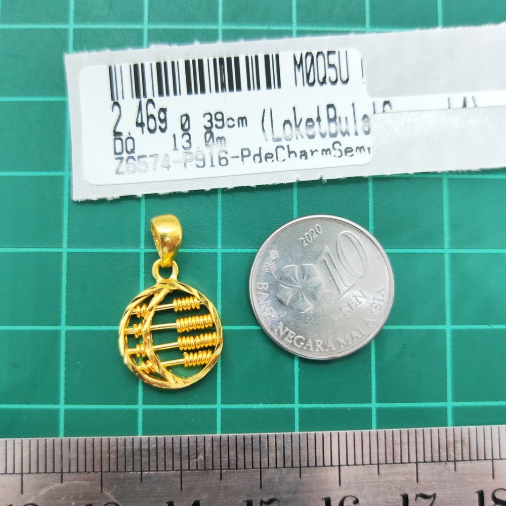 Emas916, Loket 0.9cm+ Pde Charm Sempoa L3 Bulat Pd 6574 P337 0.4cm ...