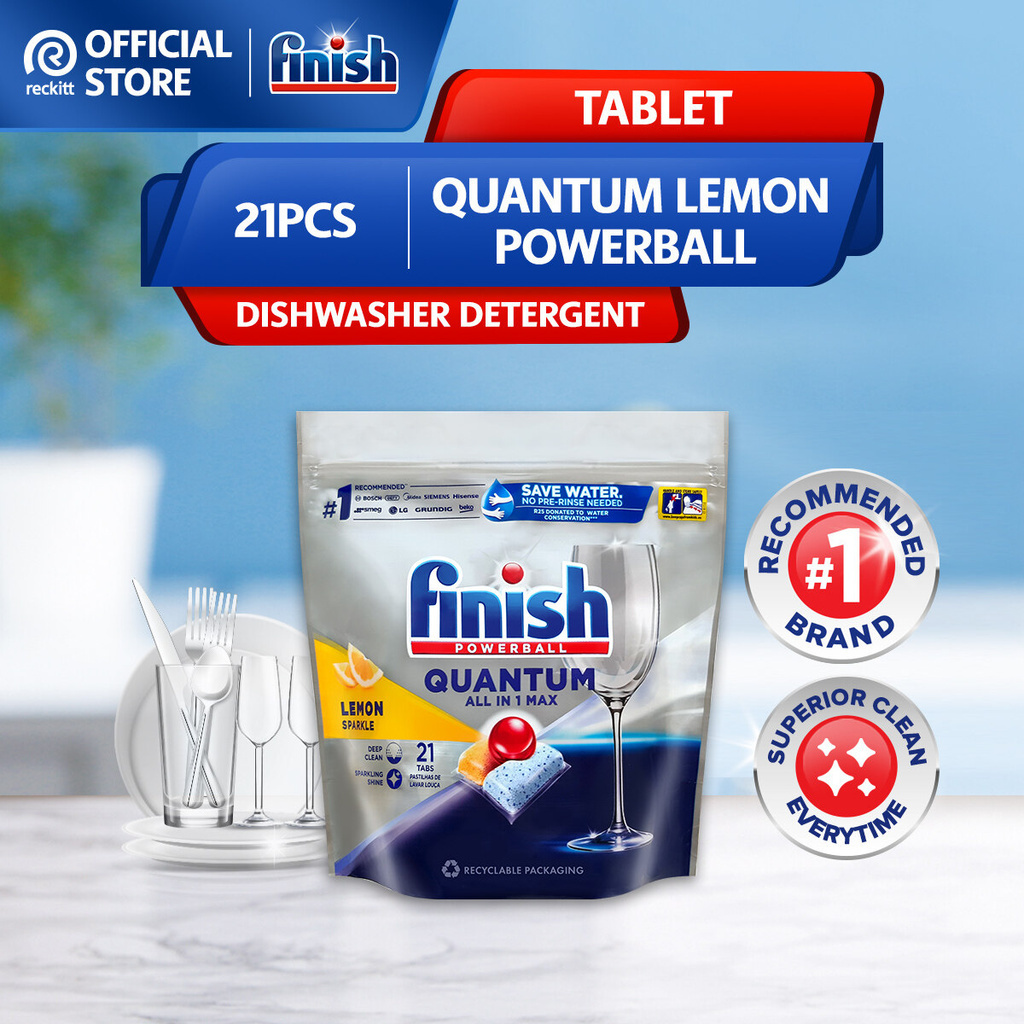 Finish Quantum Lemon Power Ball Dishwasher Cleaning Tablets (21 Pcs ...