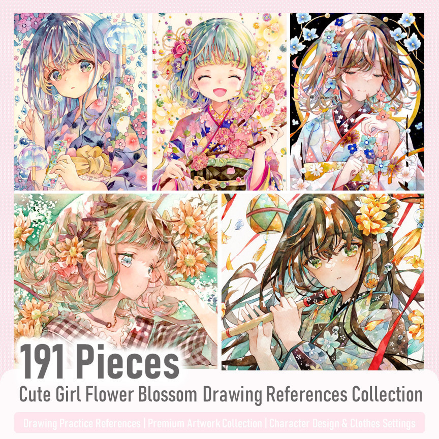 🔥 Drawing References Illustration - Cute Girl Flower Blossom References ...