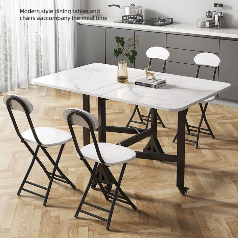 Mobile Fold Portable Wheel 4 to 6 People Foldable White Marble Folding ...