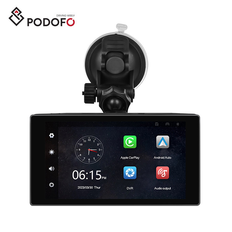 Podofo 5'' Portable Wireless Carplay Android Auto Car Radio Stereo Rear ...