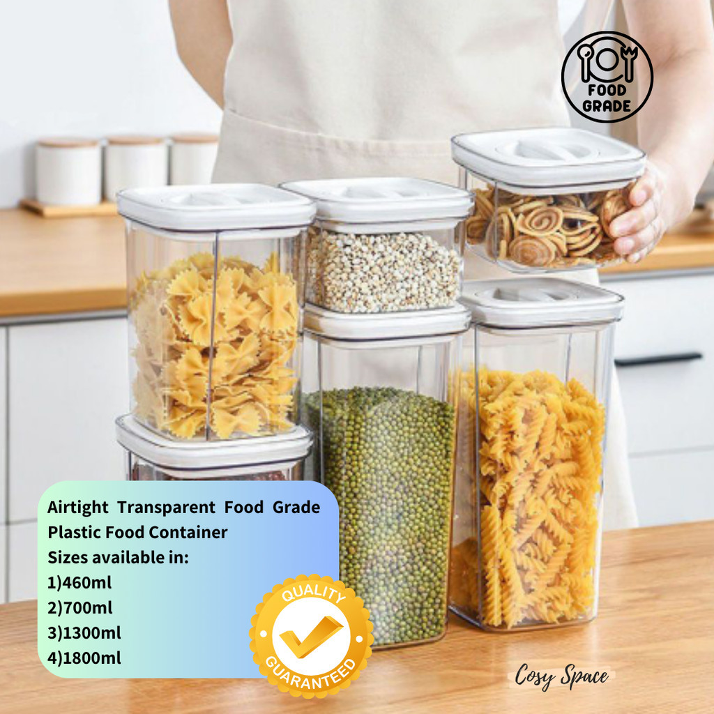 [READY STOCK]Airtight Transparent Plastic Food Container Bekas Rempah Telus Kedap Udara 460ml ...