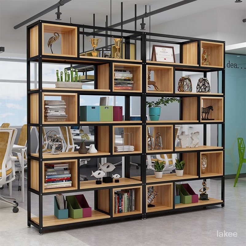 Iron bookshelf, floor-standing industrial style, high partition wall ...