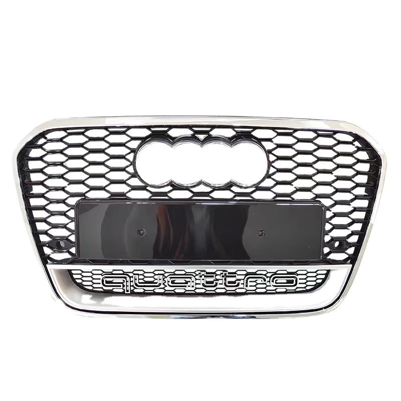 RS6 front grille for Audi A6 S6 C7 A6L center honeycomb mesh ABS bumper grill 2012 2013 2014 ...