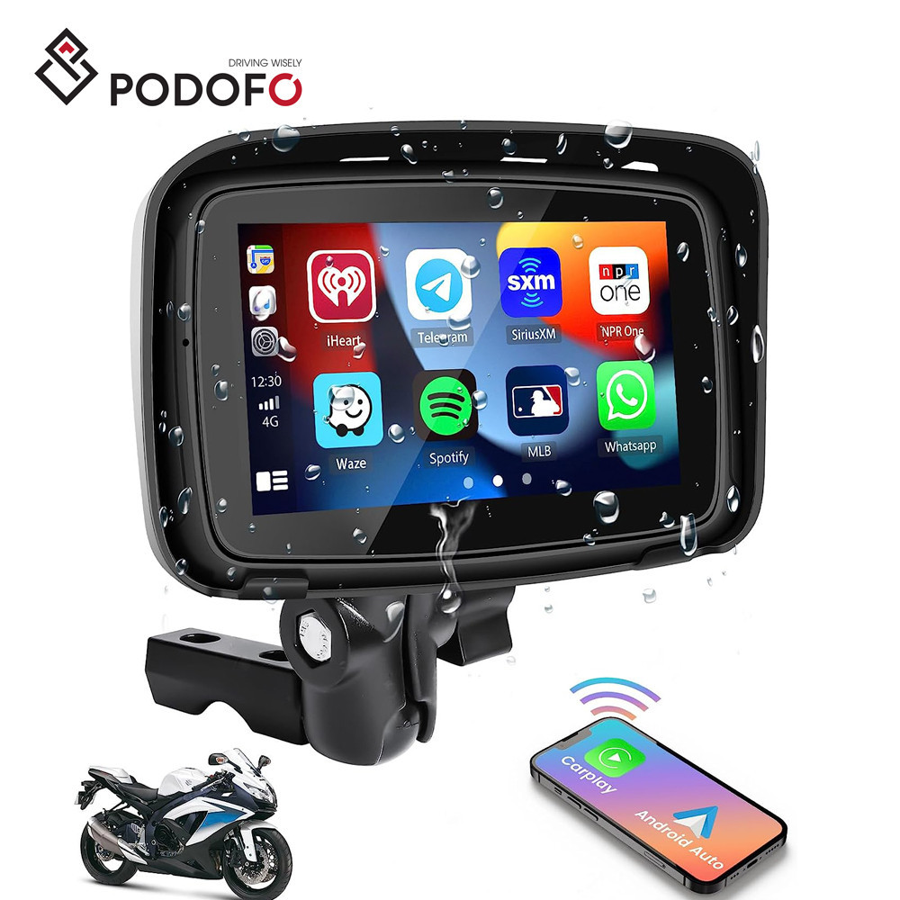 Podofo 5" Touch Screen Motorcycle Navigation GPS Navigator Wireless ...