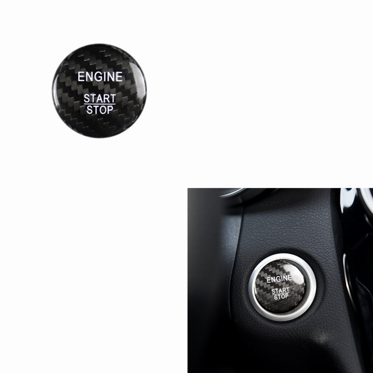 Interior Trim Carbon Fiber Black Engine Start Stop Button Cover Sticker ...