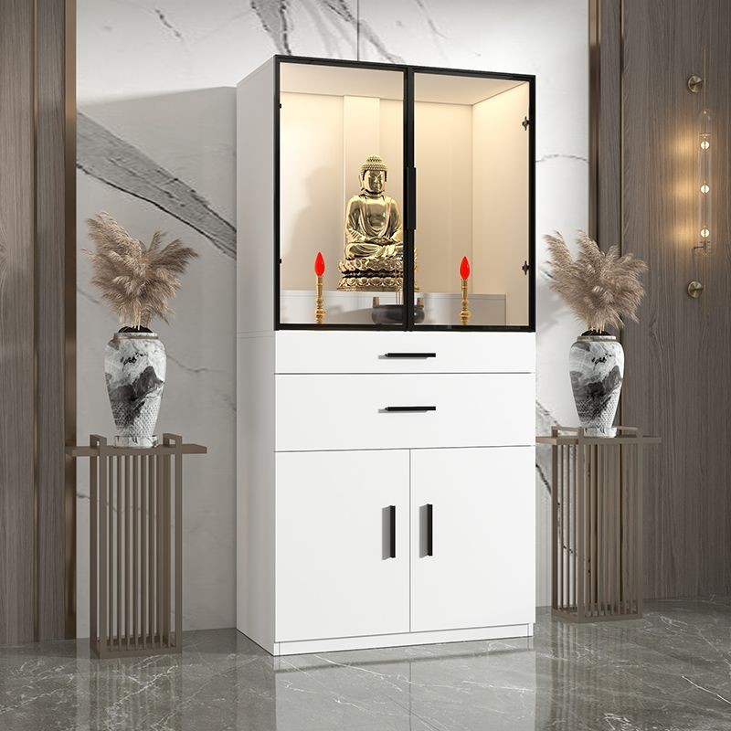 Buddhist niche standing cabinet altar table household glass door ...