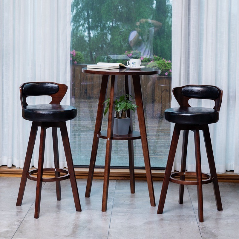 ST-⛵Log Retro round Bar Counter American Simple Balcony Home Bar Table ...