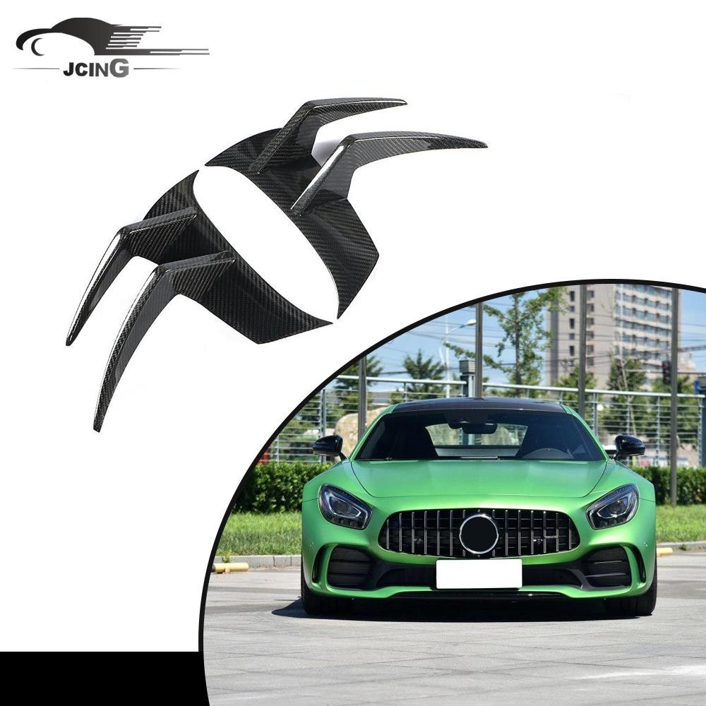 For Mercedes Benz AMG GTR Carbon Fiber Front Bumper Canards Fins 2016 ...