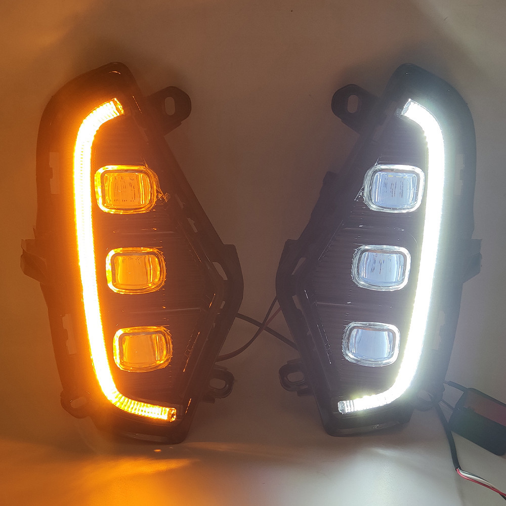 Car LED Daytime Running Light Yellow Turn Signal Light Bumper Lamp Fog Lamp DRL For Toyota RAV4 ...