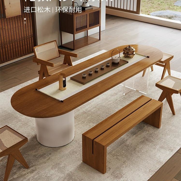 Ji Ji Feng Table-Chair Set Office Zen Tea Table Living Room Log Tea ...