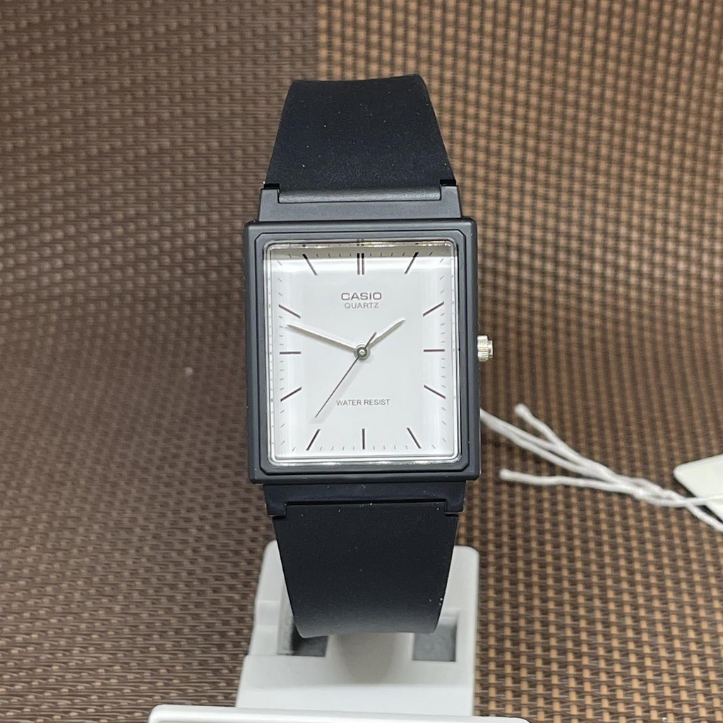 Casio MQ-27-7E Classic Quartz Square White Analog Black Resin Men's ...