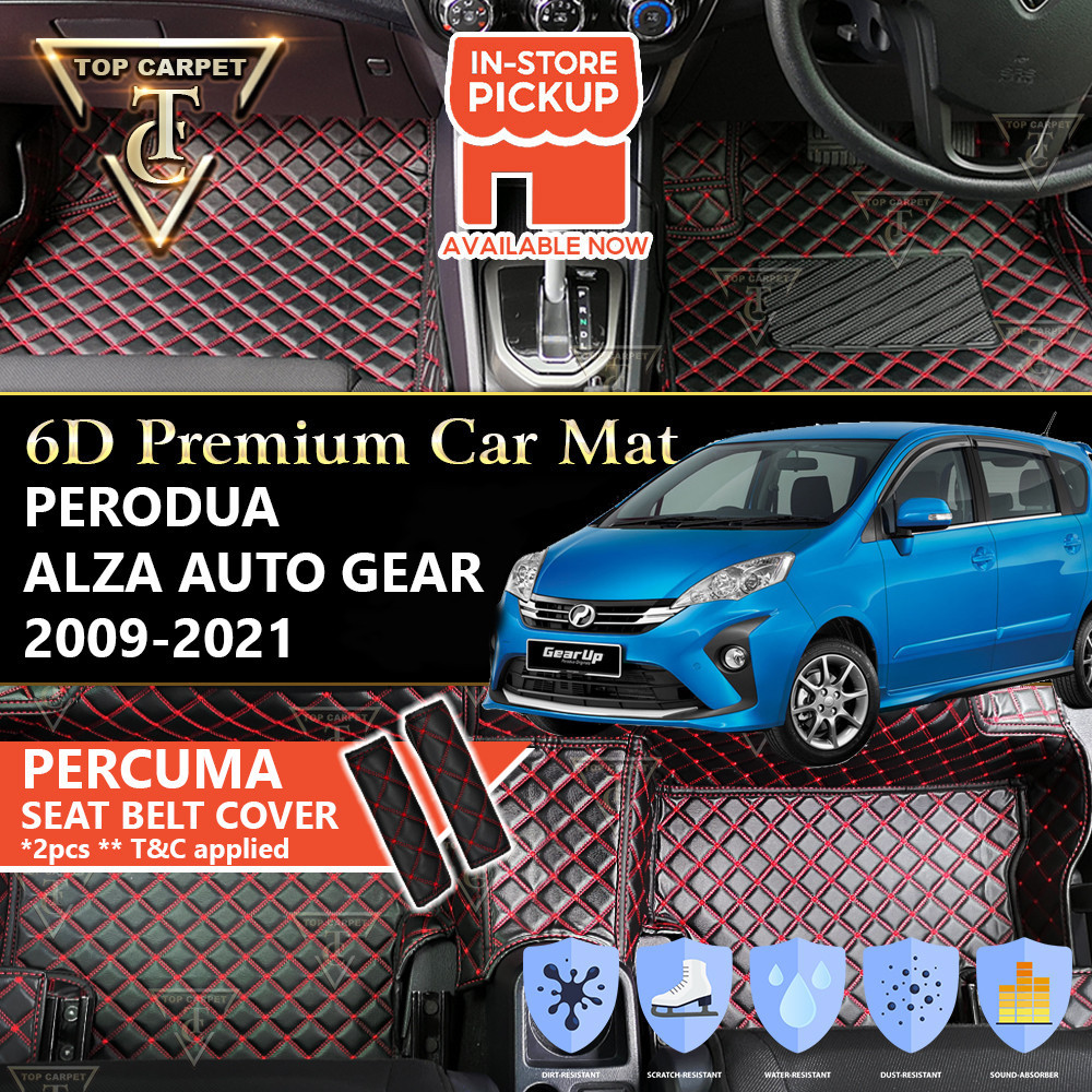 Top Carpet PERODUA ALZA AUTO GEAR ( 2009 - 2021 )6D PU Leather Car ...