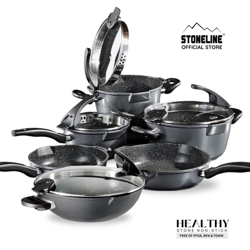STONELINE®️ 10 pc Induction Cookware Set with Strainer Lids | FUTURE ...